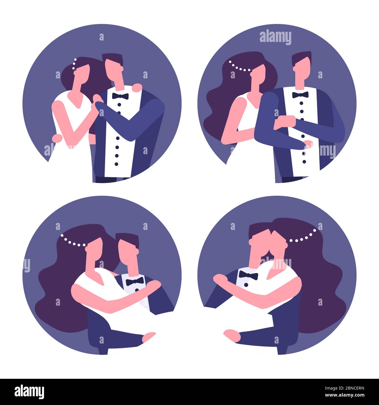 Couples in love, wedding couples vector icons. Illustration of love ...