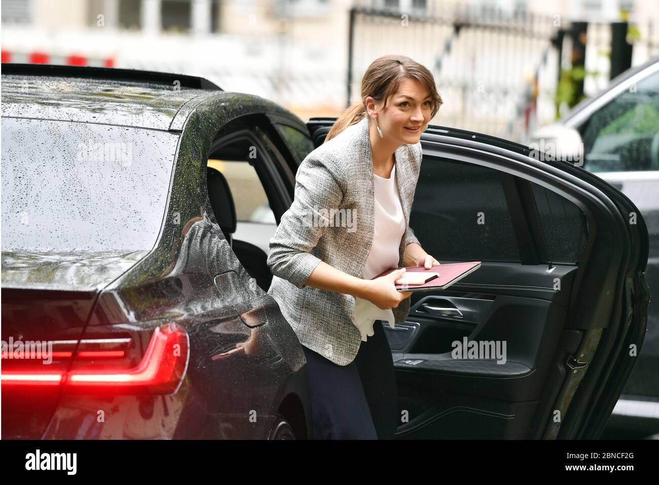 Judith GERLACH (digital minister) on her arrival, gets out of her ...
