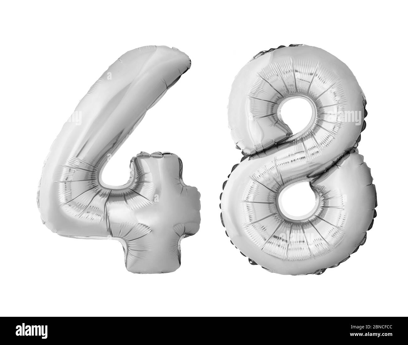 Number 48 forty eight made of silver inflatable balloons isolated on ...