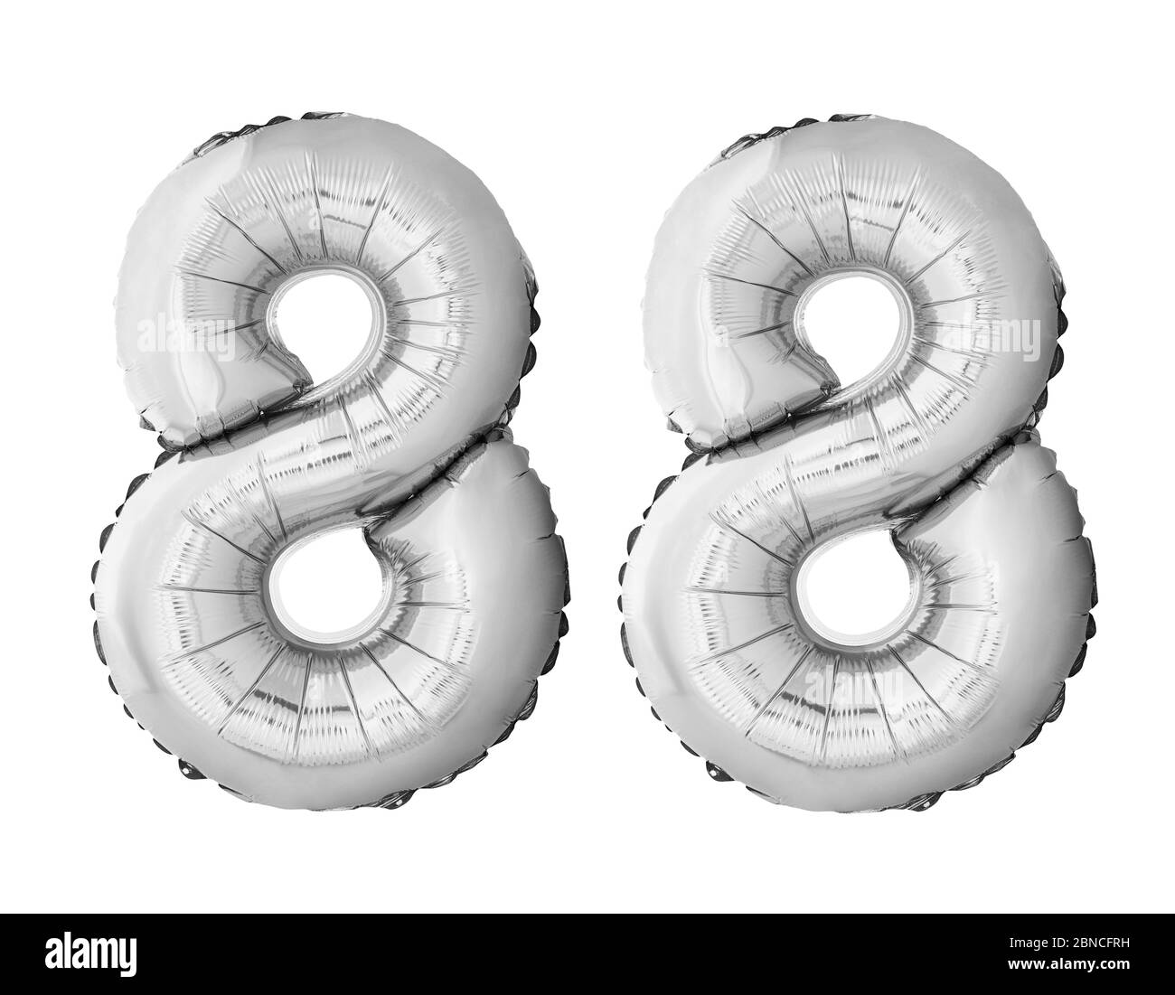 Number 88 eighty eight of silver inflatable balloons isolated on white ...