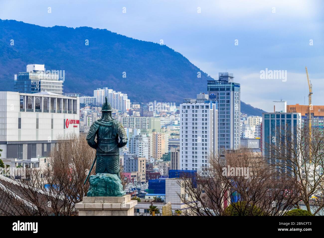 Busan,South Korea 1/18/2020 Busan Yongdusan Park Statue of Yi Sun-sin ...
