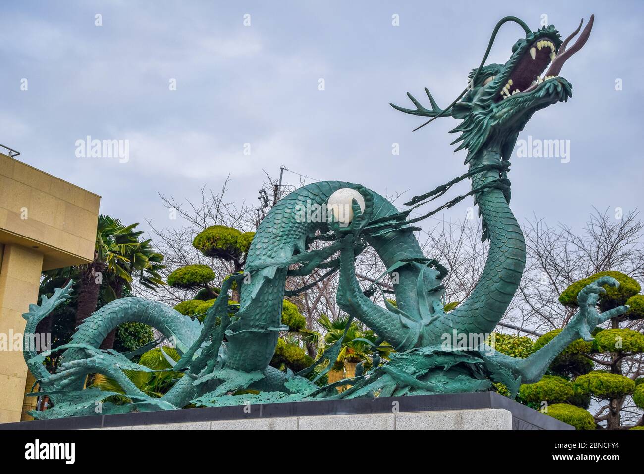 Busan,South Korea 1/18/2020 Busan Yongdusan Park A dragon near the park ...