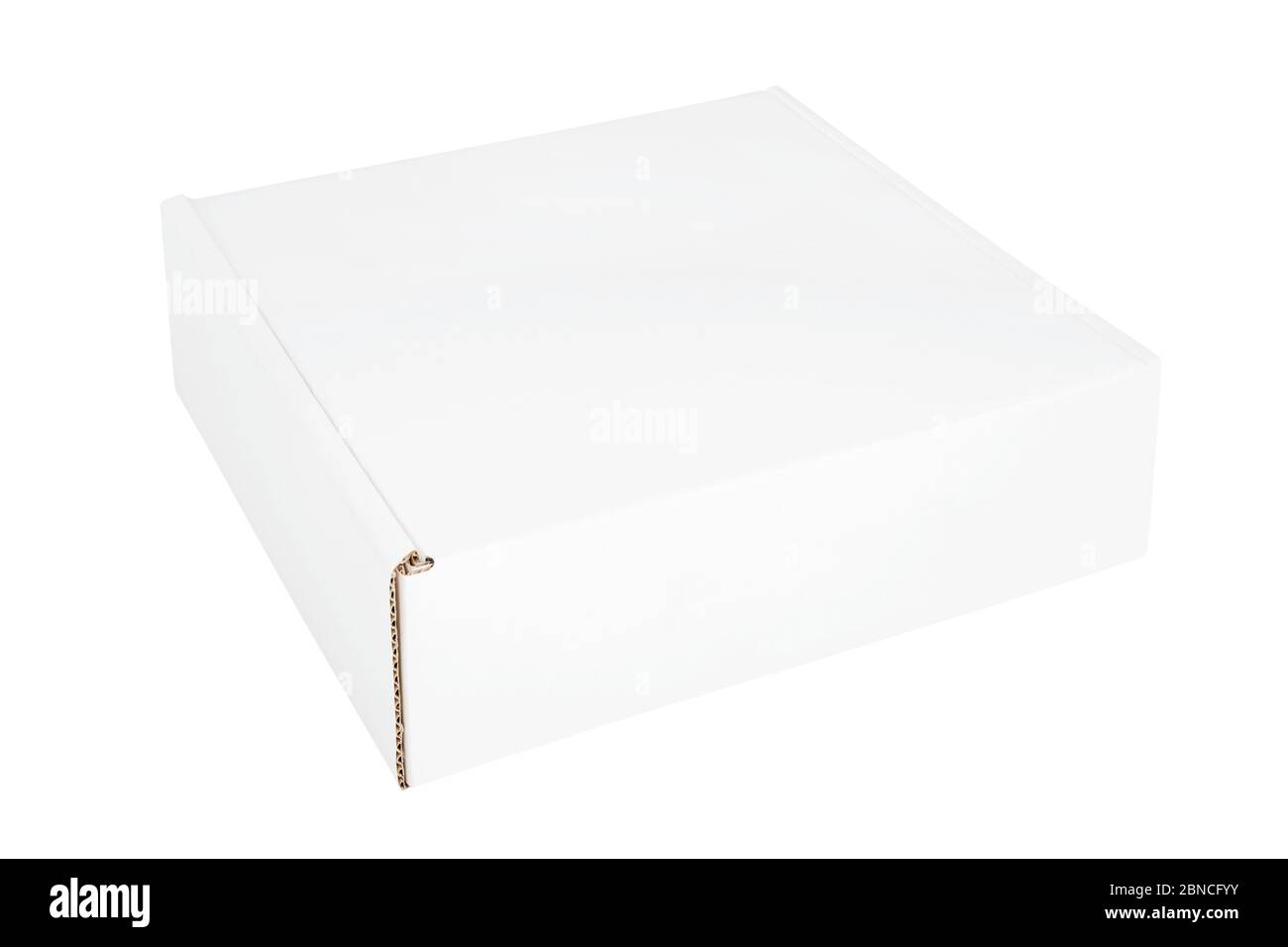 White thin cardboard box isolated on white backgroundю View from above ...