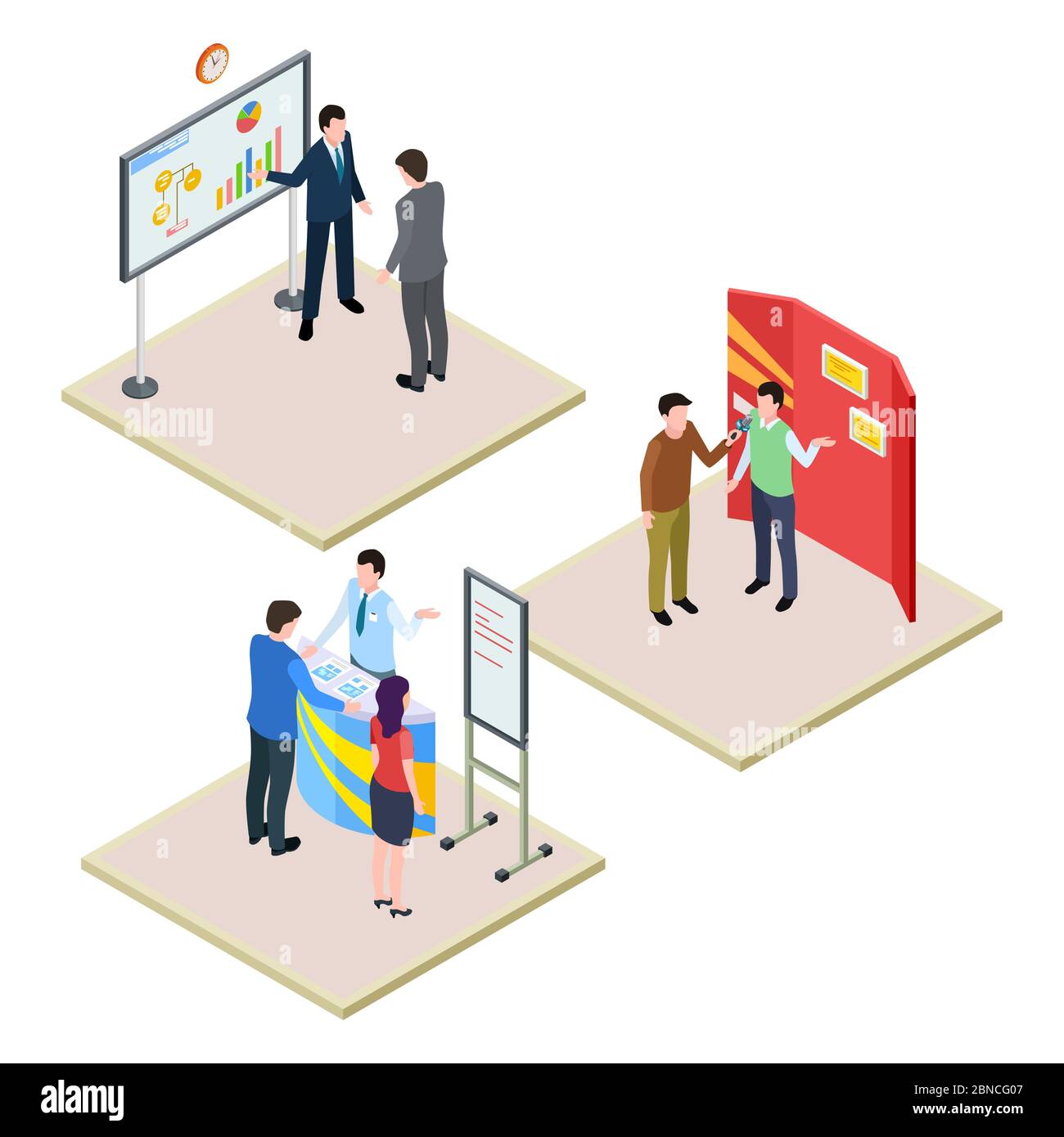 3D business meetings, conference, promotions with businesspeople and ...