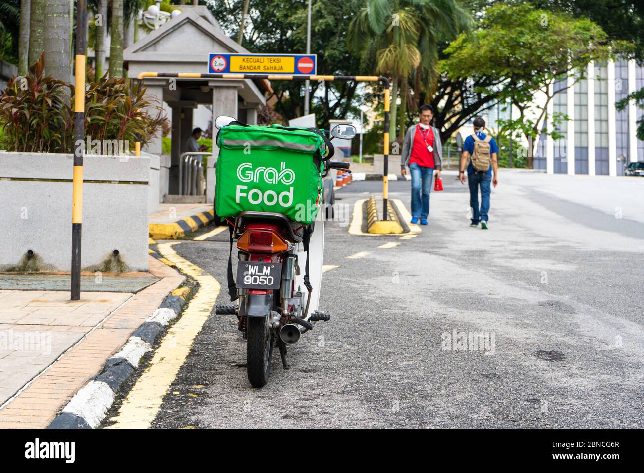 Food delivery bike with a big bag for transporting food. Fast food ...