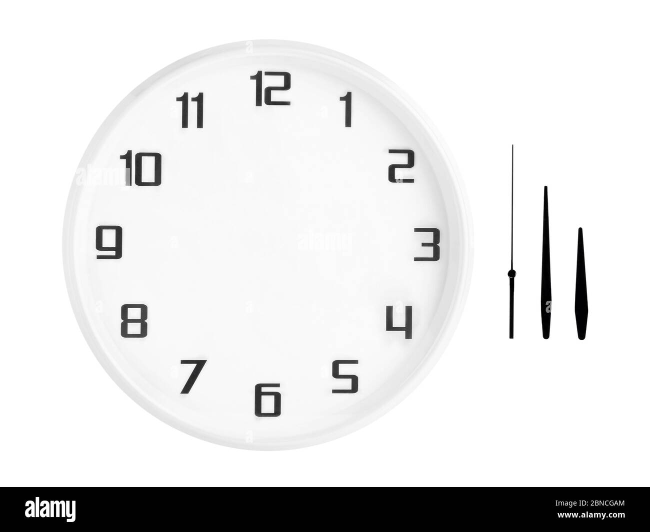 Adjustable custom white wall clock face Isolated on white background ...