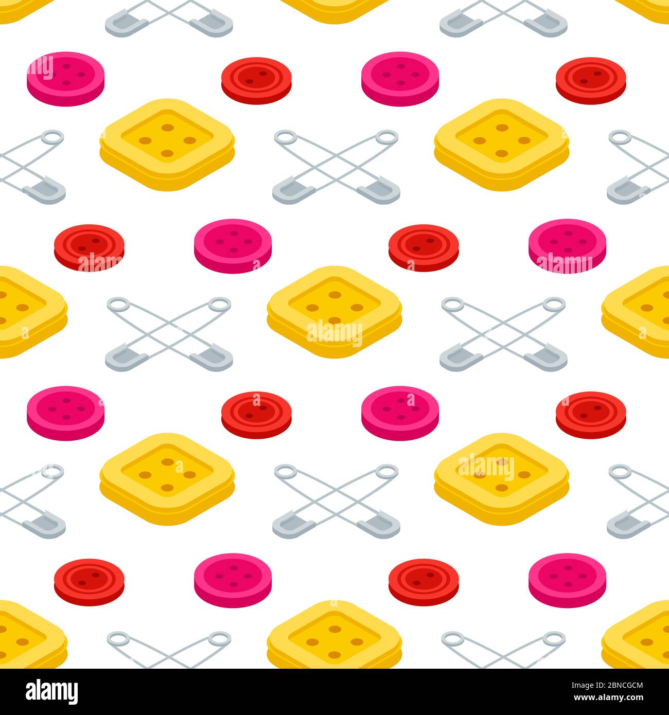 Safety pins and buttons isometric seamless pattern background hi-res ...