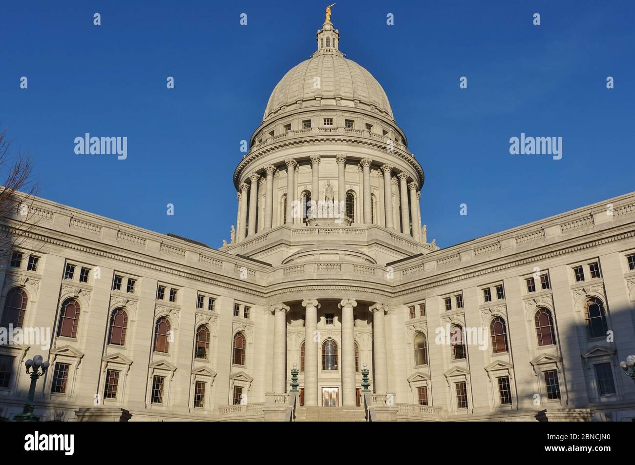 Exterior view of the Wisconsin State Capitol located in Madison ...