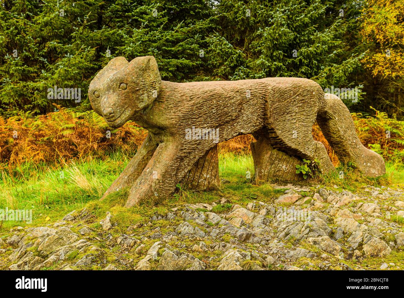 Red Fox sculpture, one of many art works around Grizedale Forest in the ...