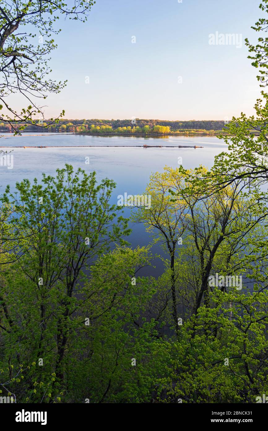 overlooking mississippi river from bluffs of spring lake regional park ...