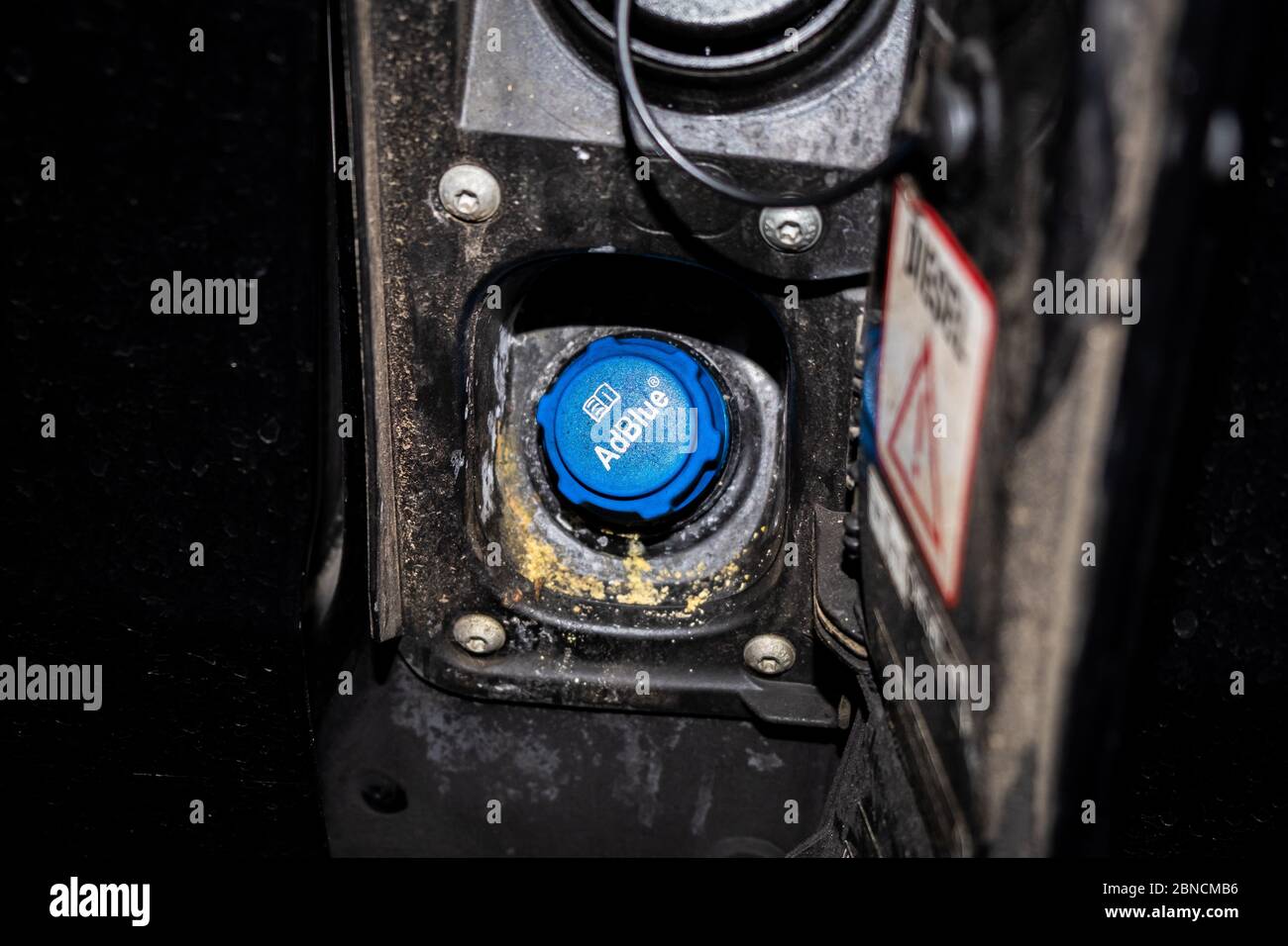 Vienna, Austria - October 7, 2019: View of AdBlue refill cap on the car ...