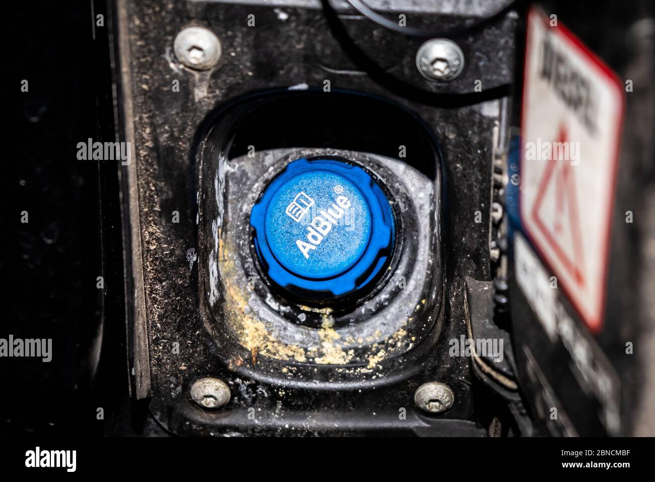 Vienna, Austria - October 7, 2019: View of AdBlue refill cap on the car ...