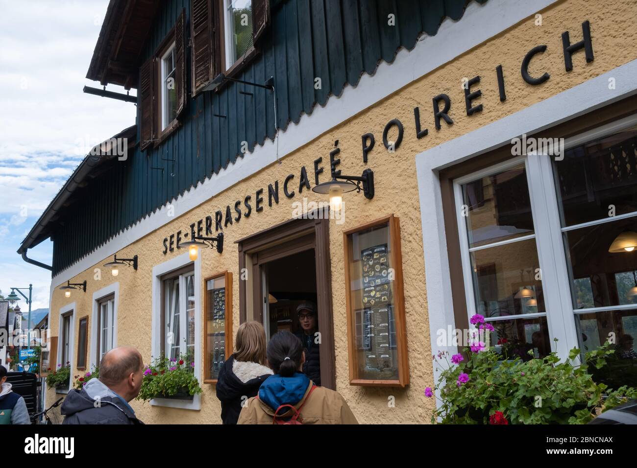 Hallstatt, Austria - October 6, 2019: View of a cafe restaurant in ...