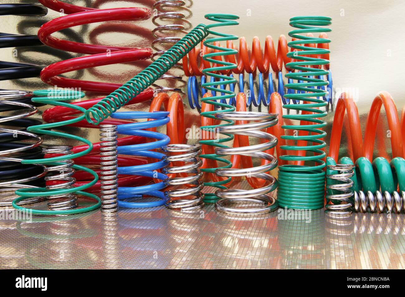 new metal springs texture background Stock Photo - Alamy