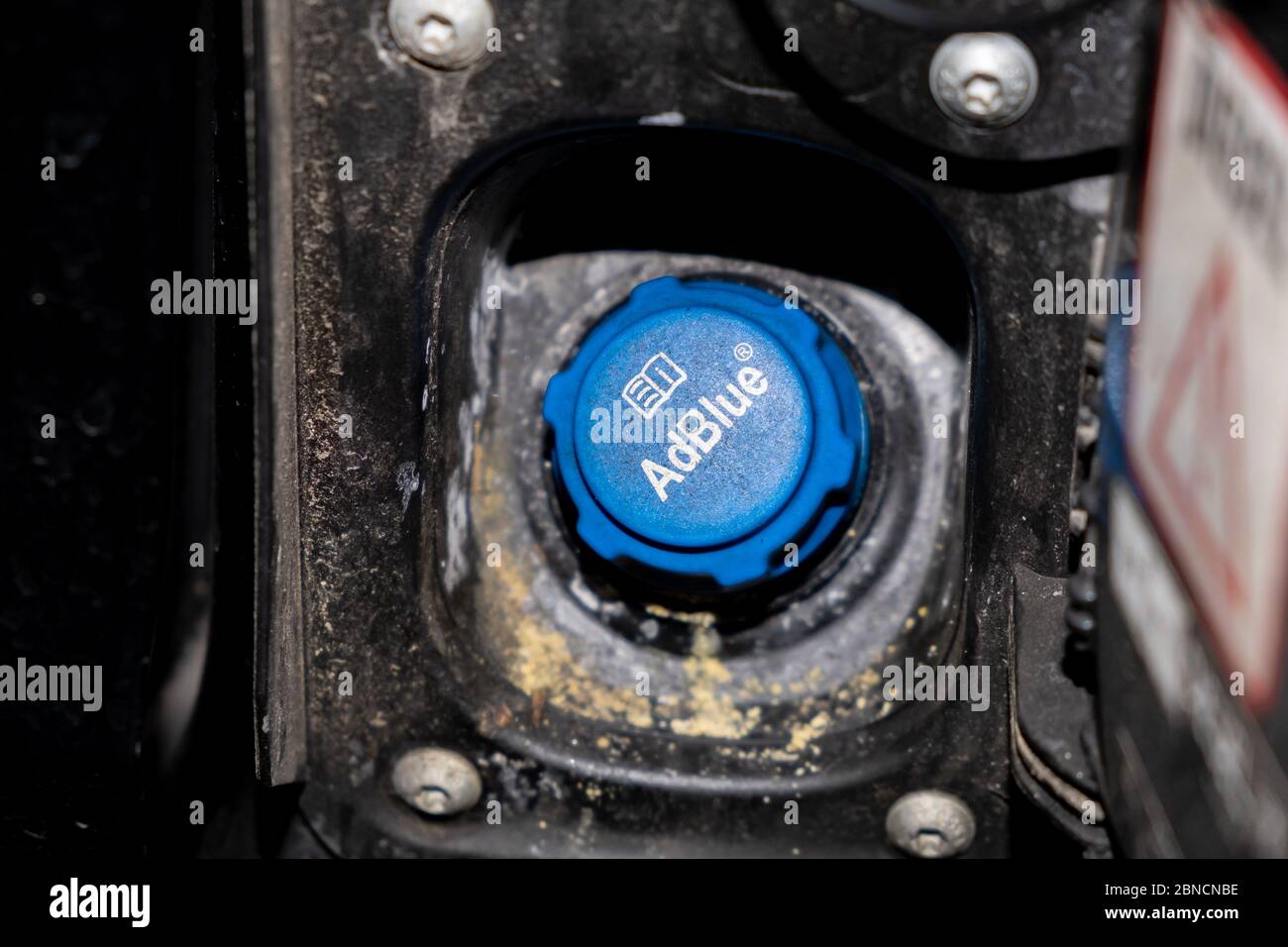 Vienna, Austria - October 7, 2019: View of AdBlue refill cap on the car ...