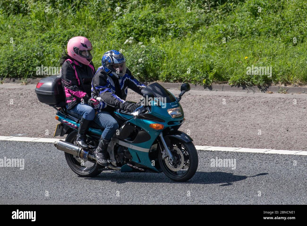 Kawasaki ZZR Motorbike rider; two wheeled transport, motorcycles ...
