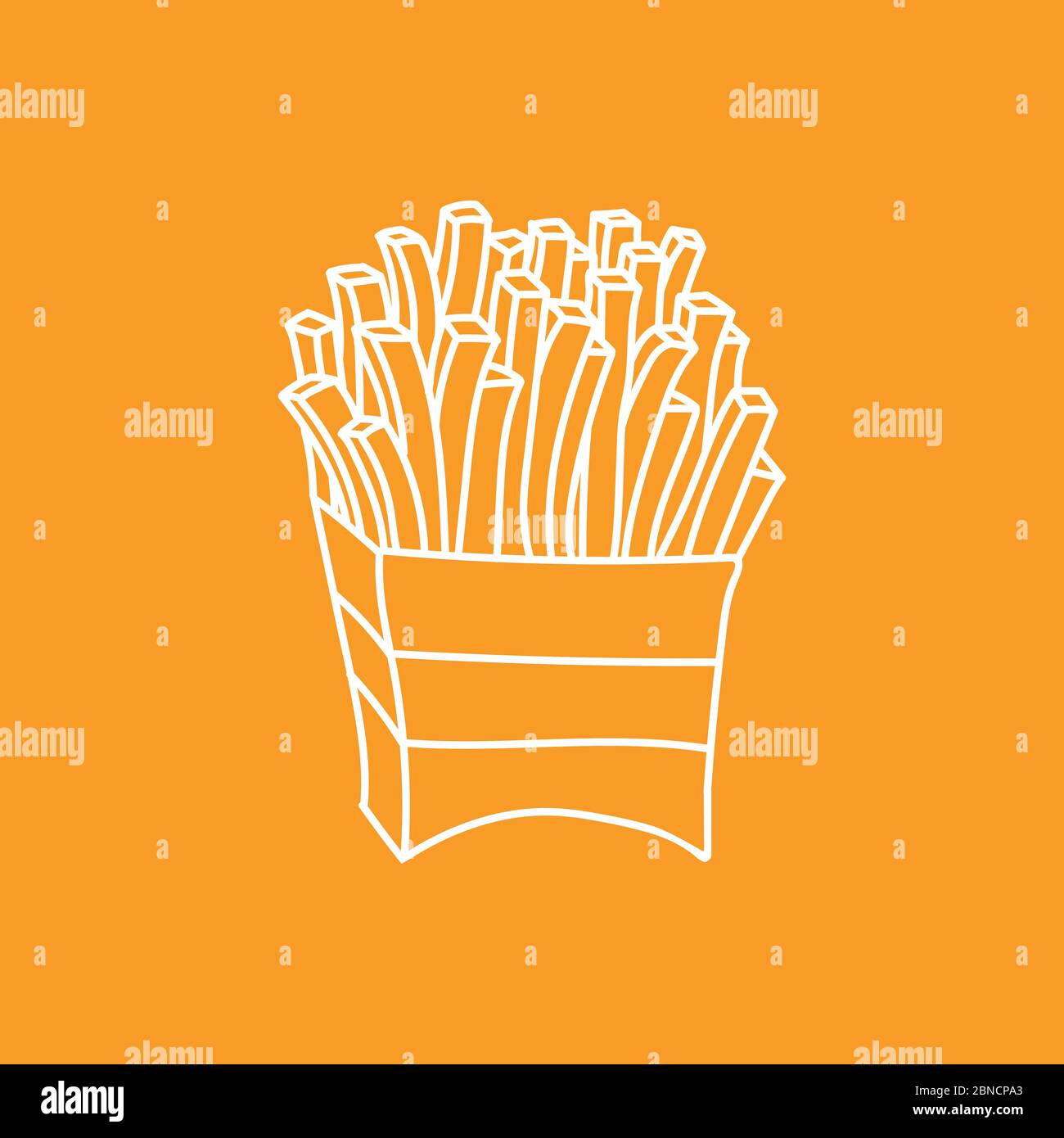 French fries fast food illustration with line art style for icon, logo ...