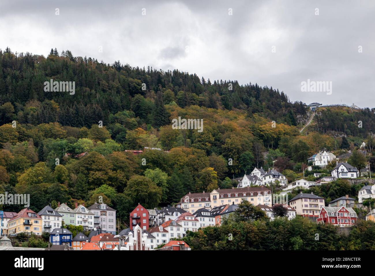 Floyen funicular (Floibanen) cable car attraction railroad and ...