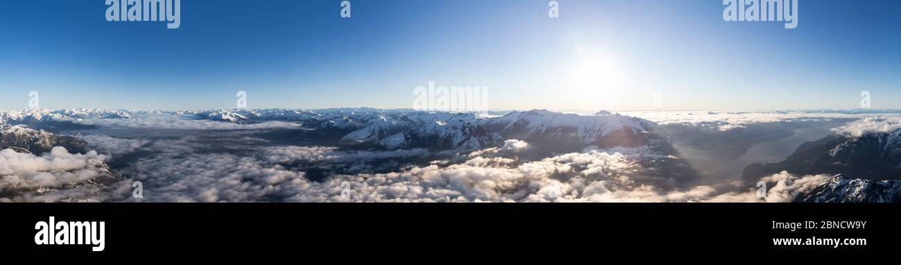 Aerial Panoramic View of Remote Canadian Mountain Landscape Stock Photo ...