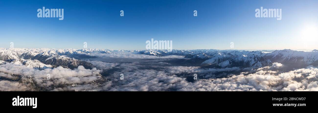 Aerial Panoramic View of Remote Canadian Mountain Landscape Stock Photo ...