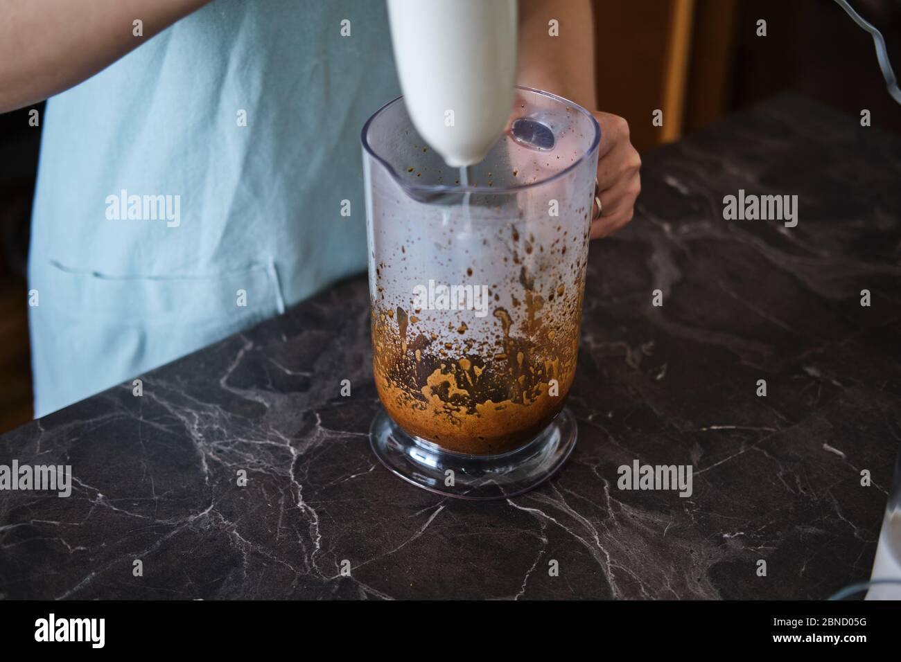 Making Dalgona Coffee at home, Preparing Homemade Dalgona Coffee Stock ...