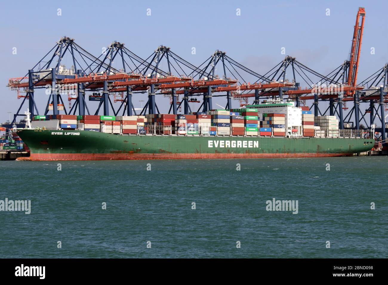 The container ship Ever Lifting is moored in the port of Rotterdam on ...
