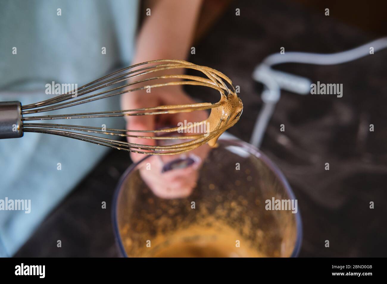 Making Dalgona Coffee at home, Preparing Homemade Dalgona Coffee Stock ...