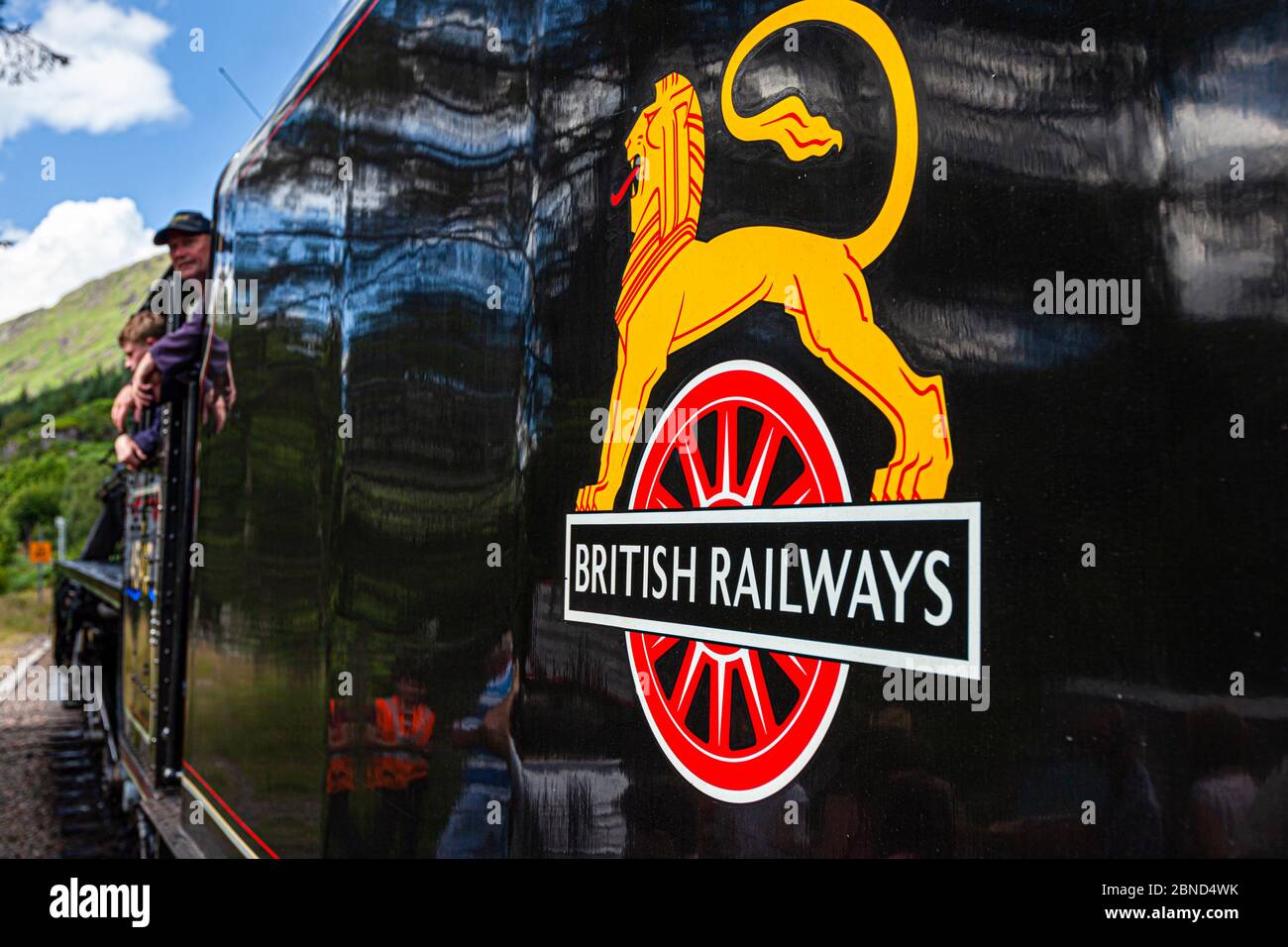 Jacobite steam train. British Railways Steam Locomotive in Glenfinnan ...