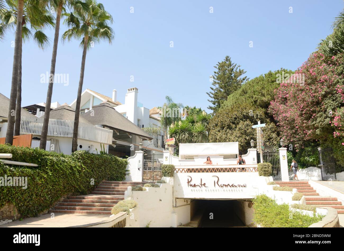 Marbella, Spain - August 31, 2018: Beach resort at the promenade in ...
