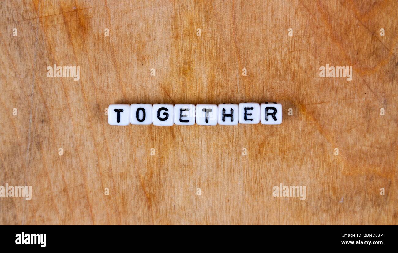 cube words on the wooden table Stock Photo - Alamy
