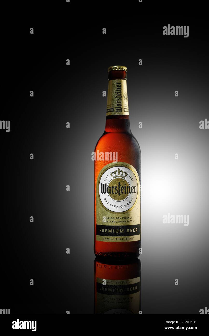 Minsk, Belarus - May 10, 2020: Bottle of Warsteiner Pilsner Beer Stock ...