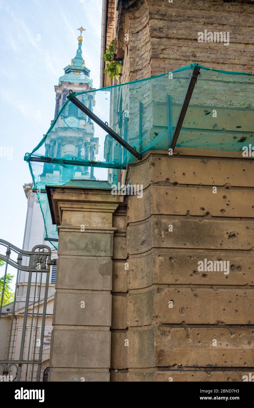Bullet holes on facade of building in central Berlin from Second World ...