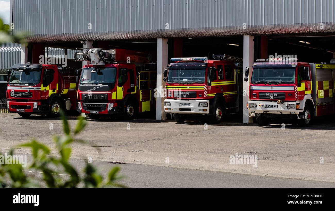 MERTHYR TYDFIL, Wales- 13 MAY 2020: Merthyr Fire Station pay respect to ...