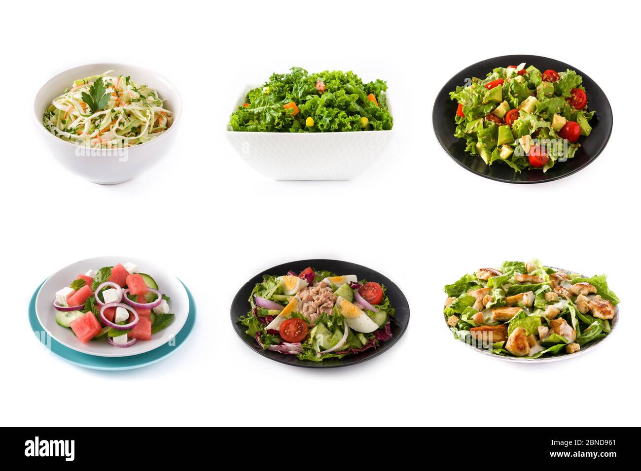 Assortment of different salads collage Stock Photo - Alamy