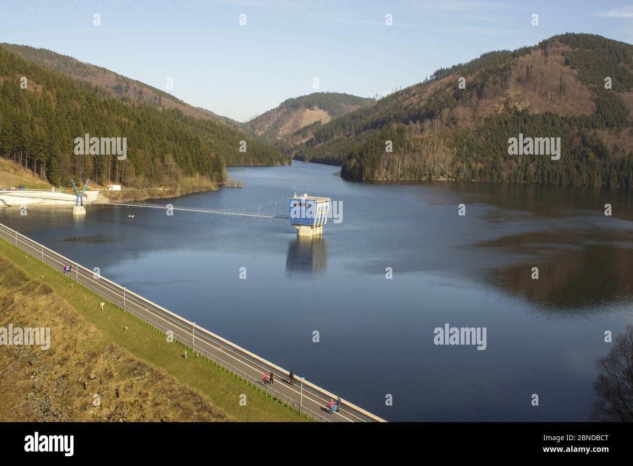 Drinking water reservoir. Sance Recice Dam in the Beskydy Mountains ...