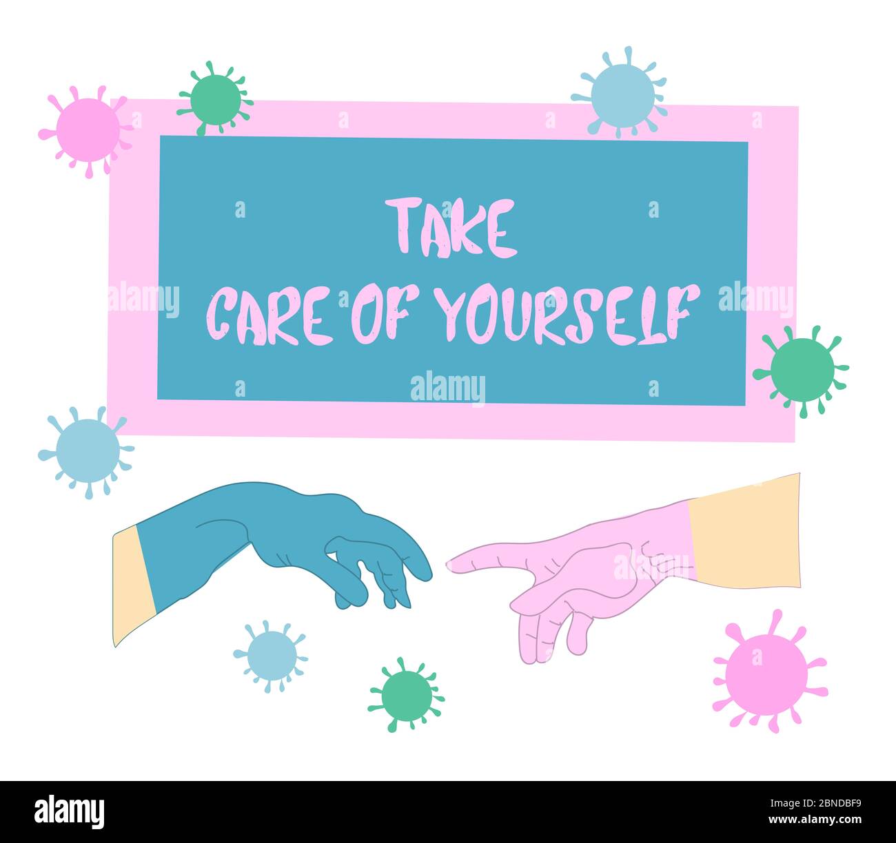 take care of yourself, be careful. Warning poster. Hands in medical ...