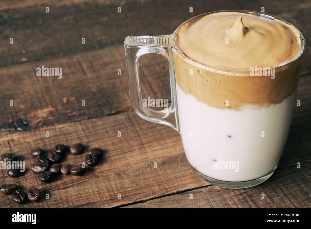 Iced Dalgona Coffee, fluffy creamy whipped coffee. South korean coffee ...