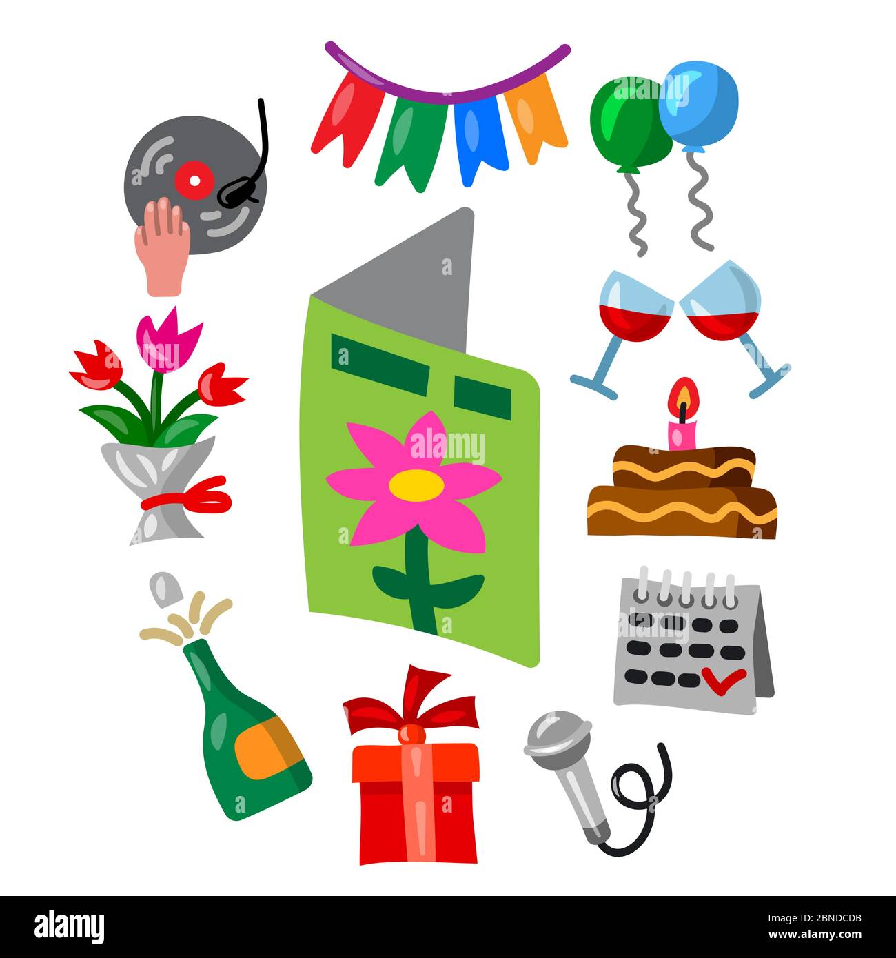 illustration of the color cartoon celebrations and event card Stock ...