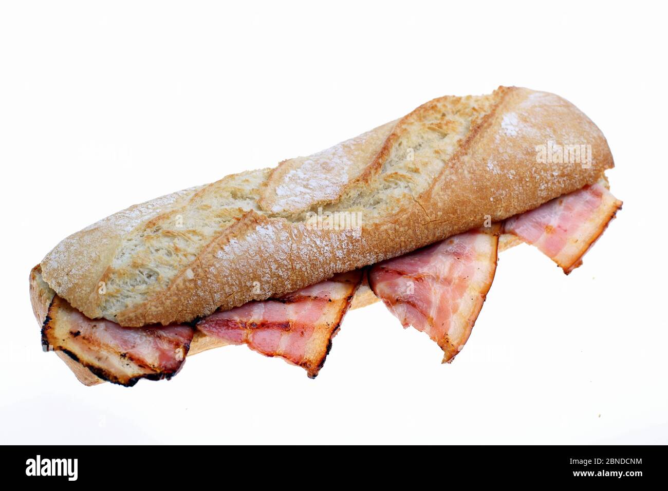 Bacon sandwich for lunch white Stock Photo - Alamy