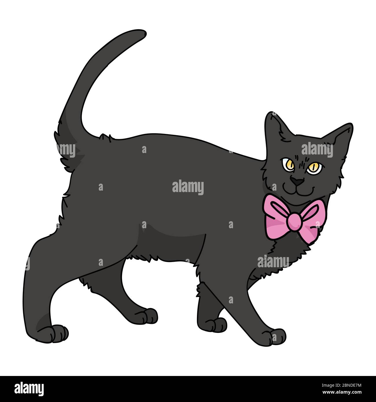 Cute cartoon Bombay cat with pink bow vector clipart. Pedigree kitty ...