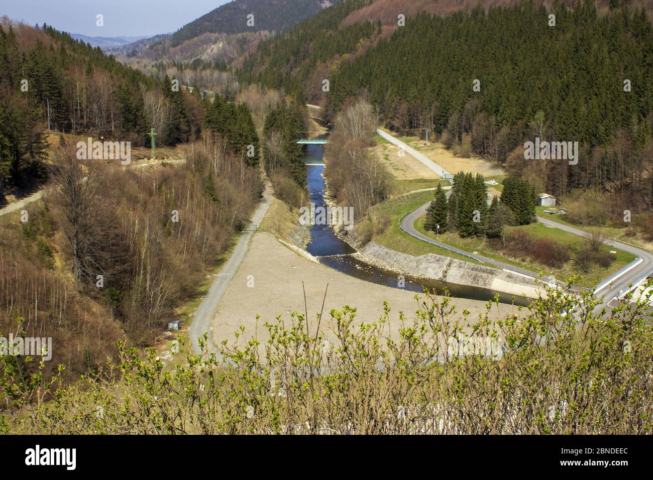 View from the dam of sance recice to the valley in the beskydy ...