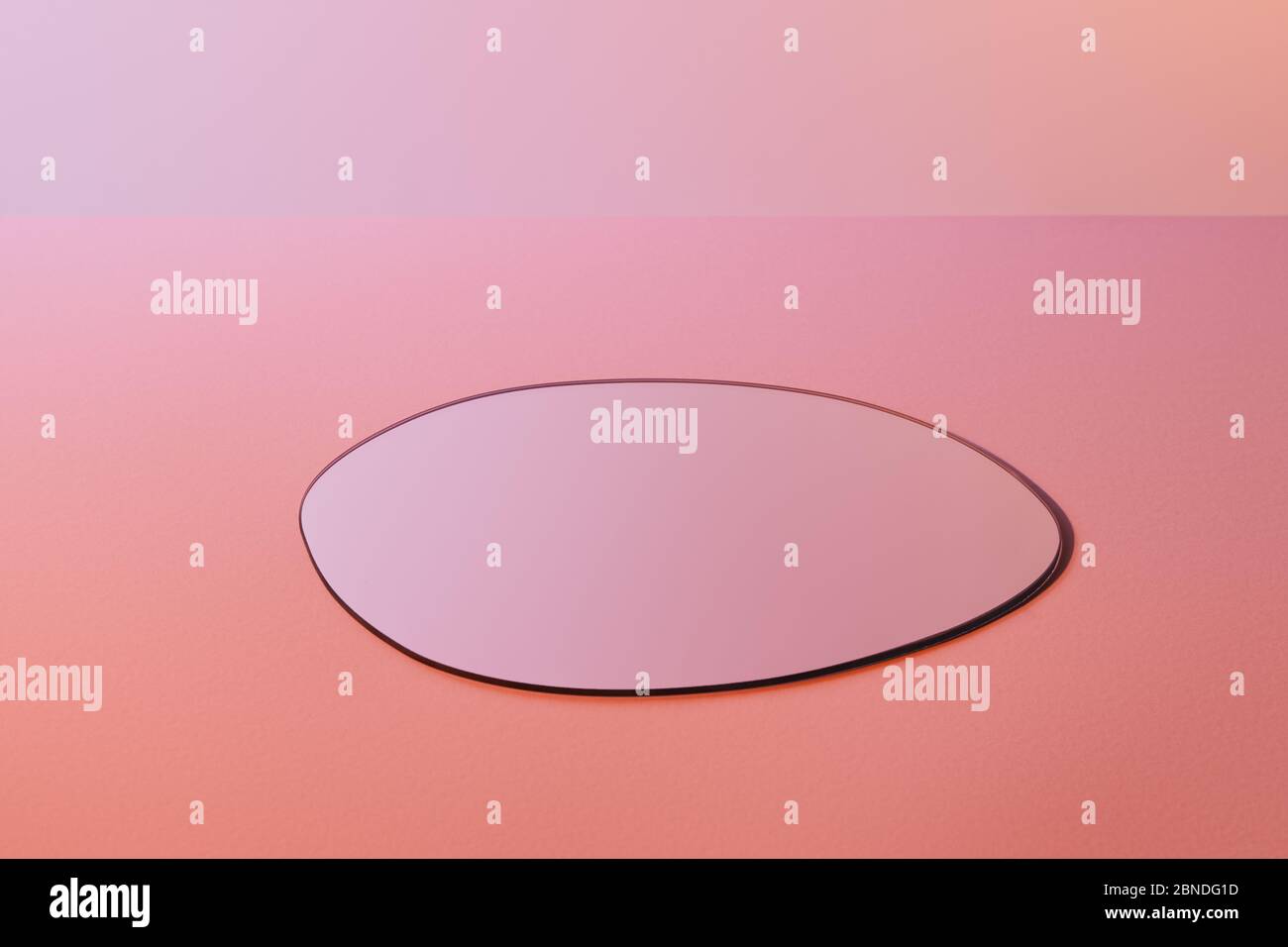 round fragile mirror on pink background with copy space Stock Photo - Alamy