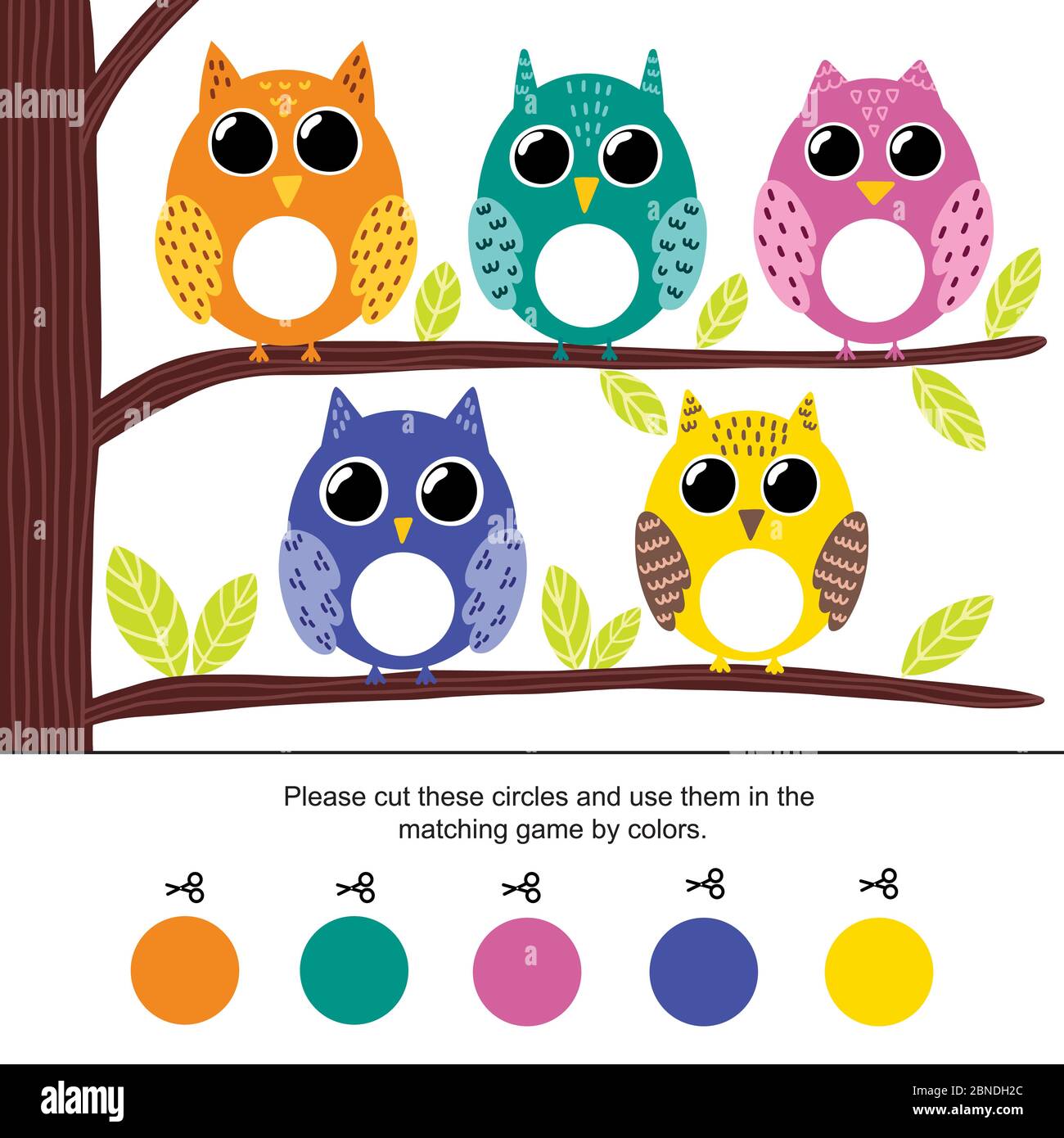 Color matching game for kids. Cut the circles and match Stock Vector ...