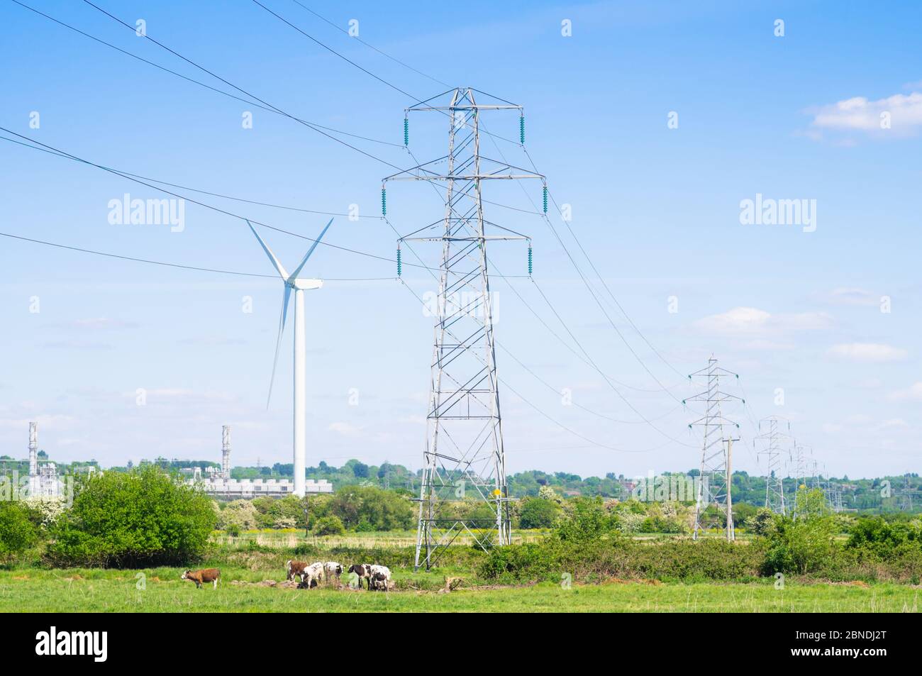 Pylon and wind turbine hi-res stock photography and images - Alamy
