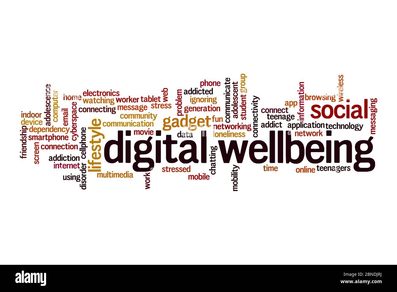 Digital wellbeing cloud concept on white background Stock Photo - Alamy