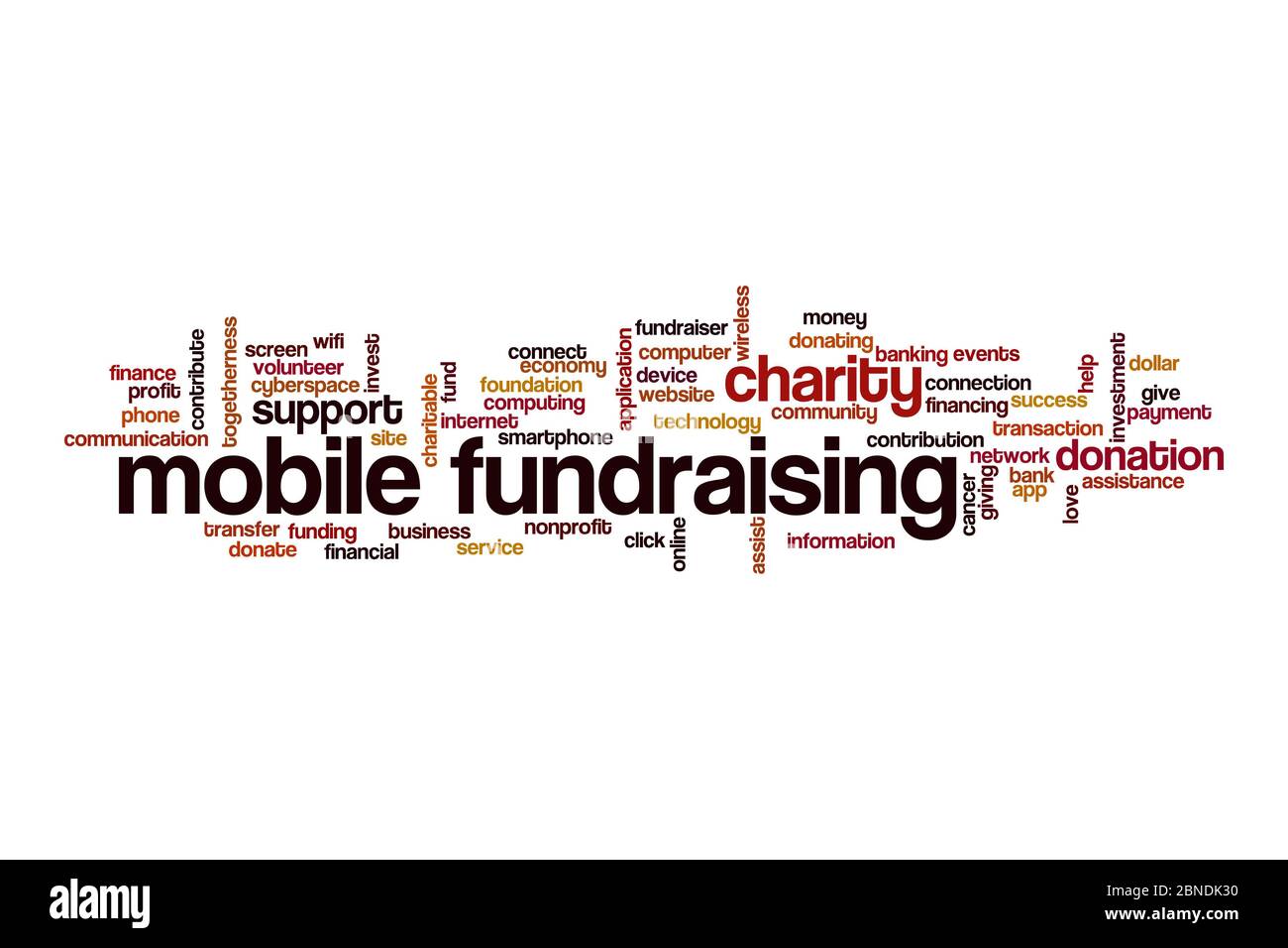 Mobile fundraising cloud concept on white background Stock Photo - Alamy