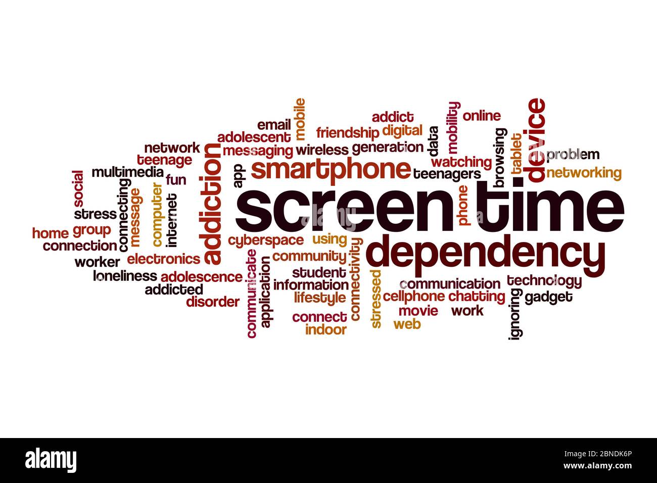 Screen time cloud concept on white background Stock Photo - Alamy