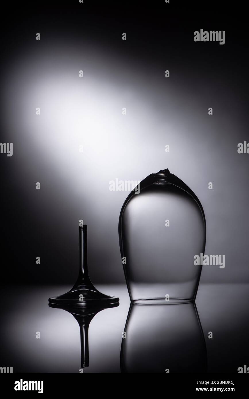 broken sharp transparent glass in dark Stock Photo - Alamy