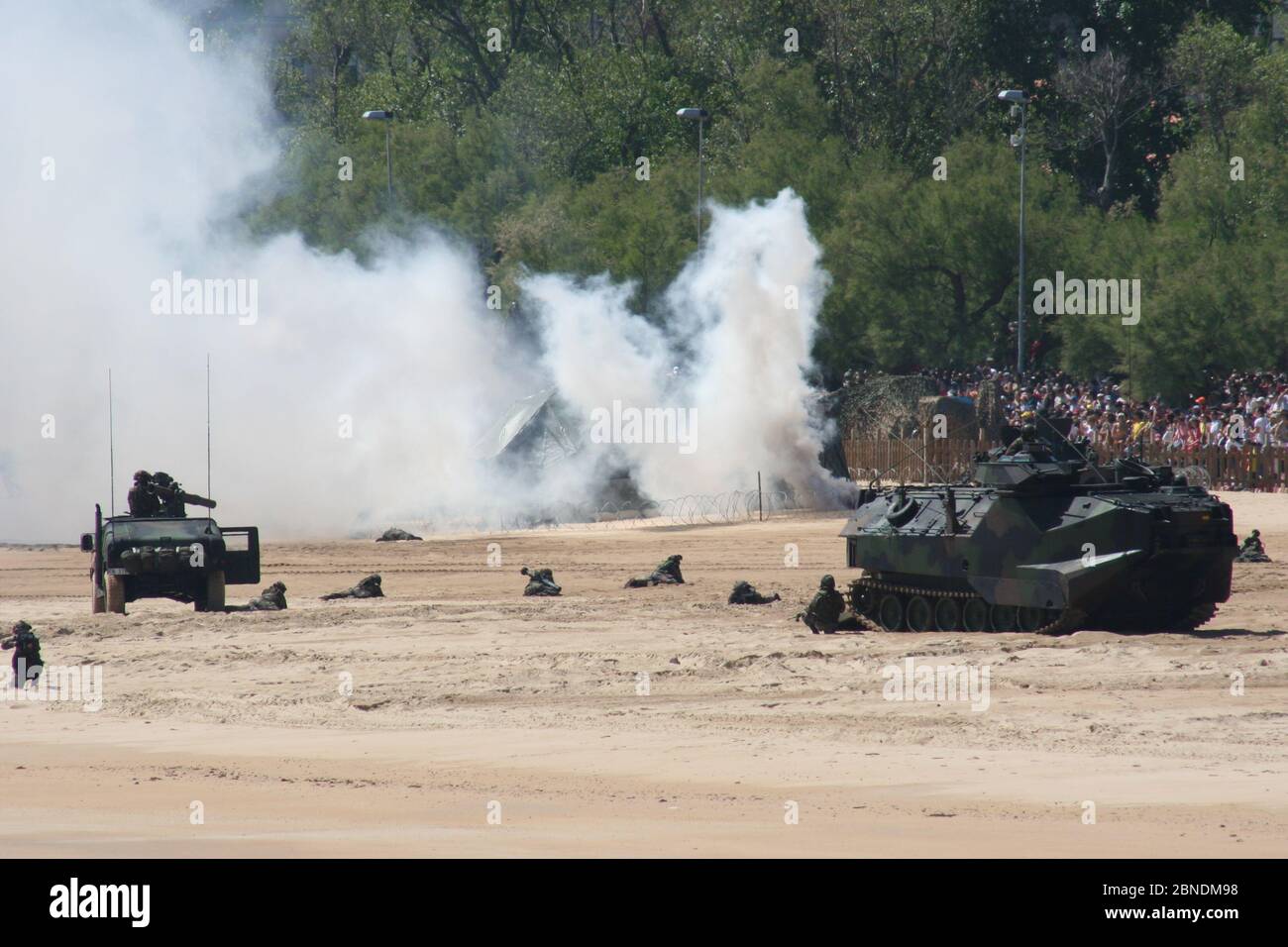 Series 48 of 165 AAV-7A amphibious vehicle Hummer and soldiers on the ...