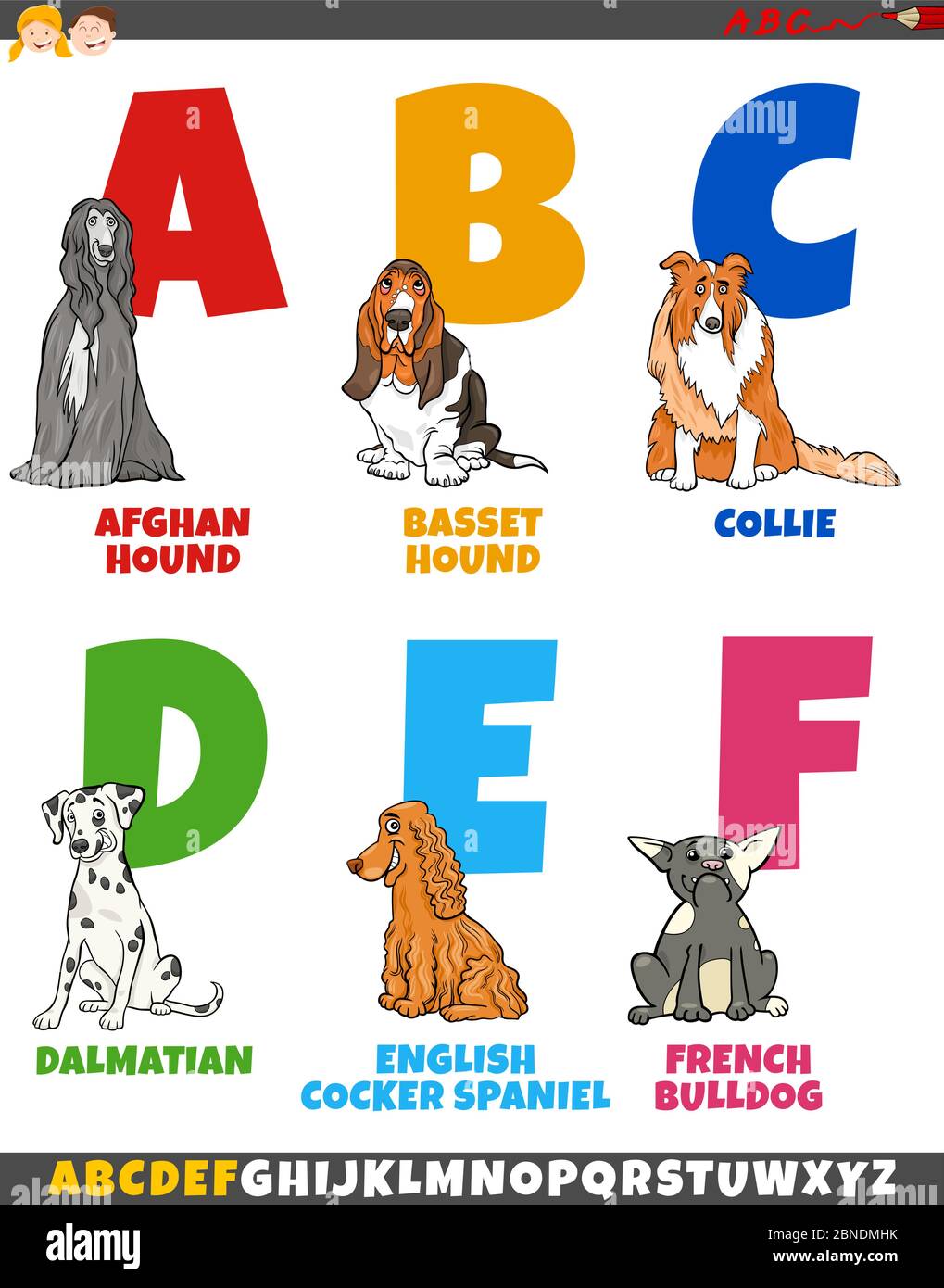 Cartoon Illustration of Colorful Alphabet Set from Letter A to F with ...